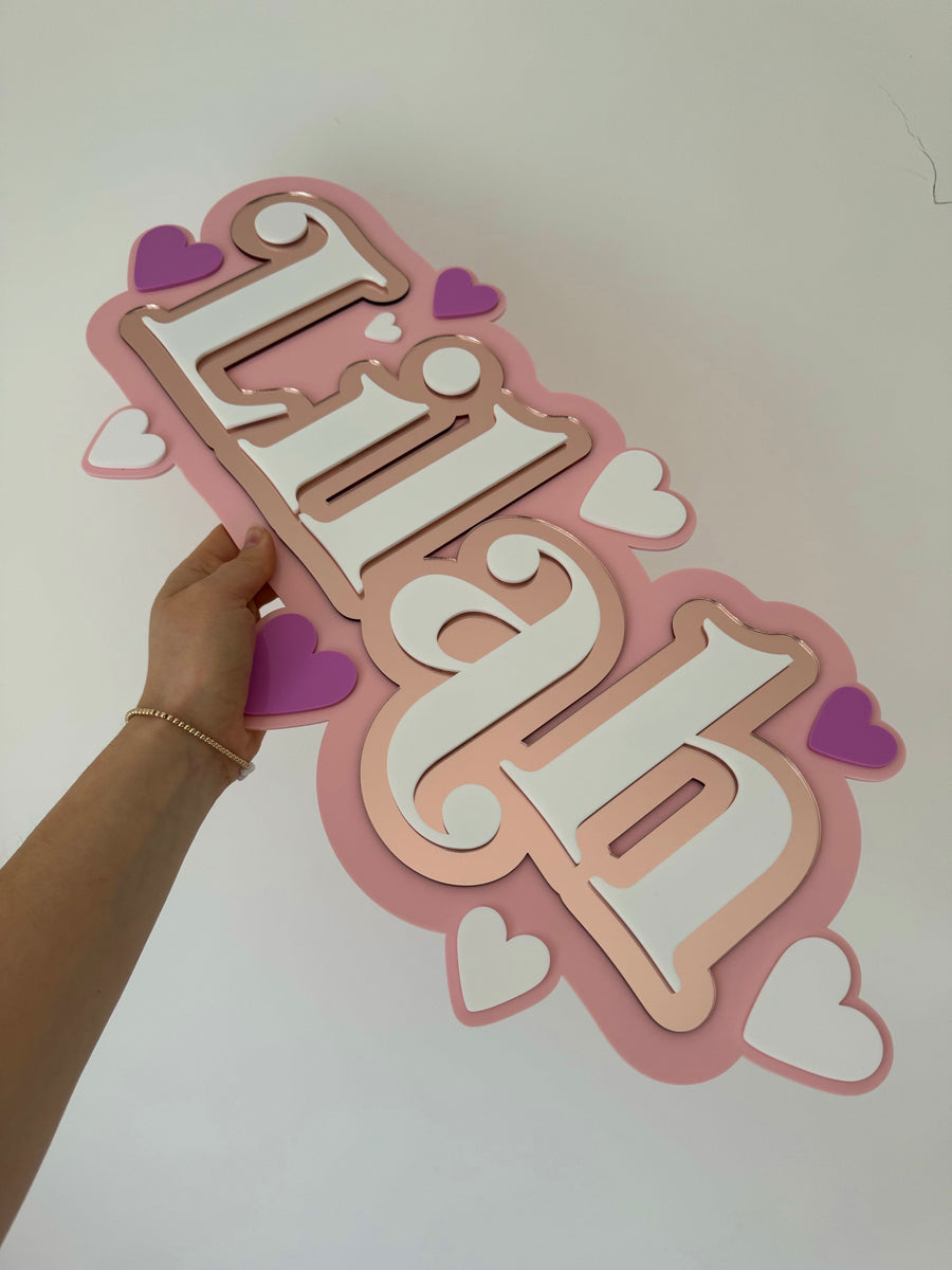 Triple Layer Heart Name Sign – Letterly UK
